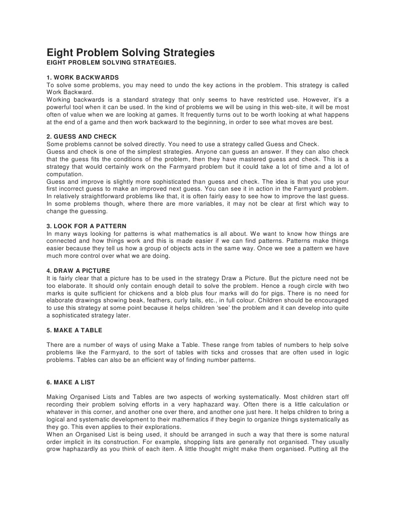 Eight Problem Solving Strategies | PDF | Epistemology | Psychological ...
