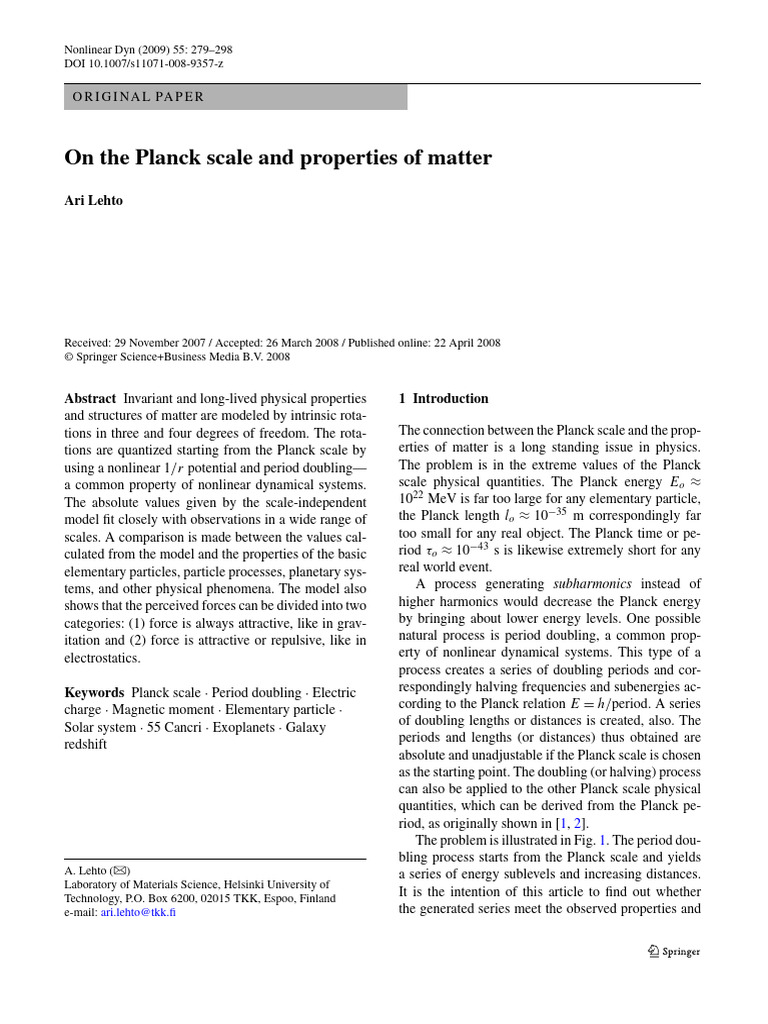 Lehto2008 - On The Planck Scale and Properties of Matter | PDF ...