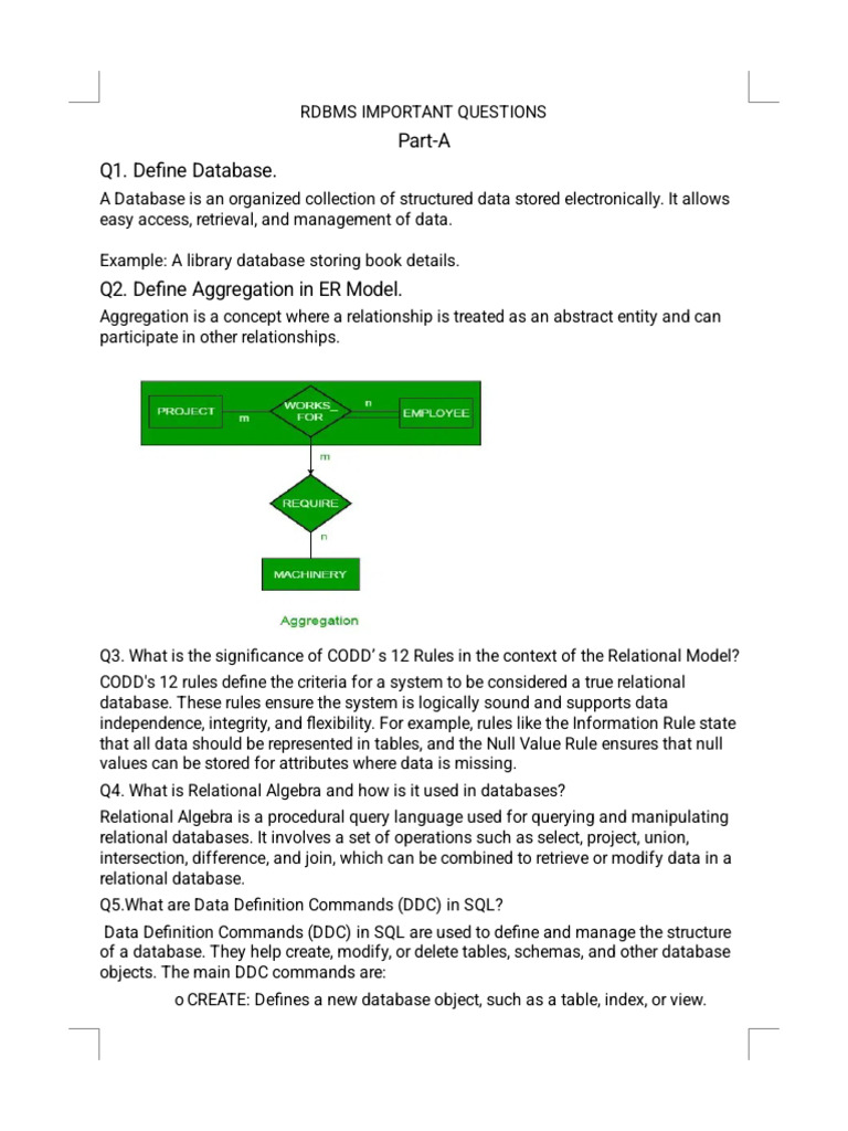 RDBMS IMPORTANT QUESTIONS New | PDF | Relational Database | Databases