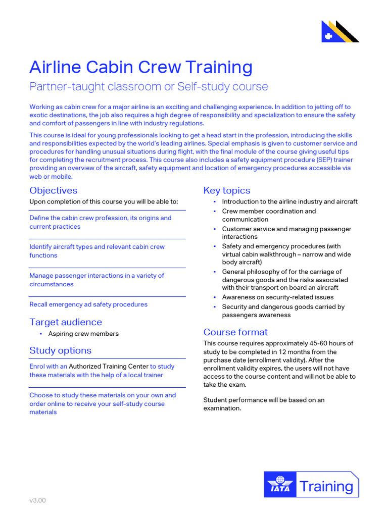 Airline Cabin Crew Training Course | PDF | Flight Attendant | Aircraft