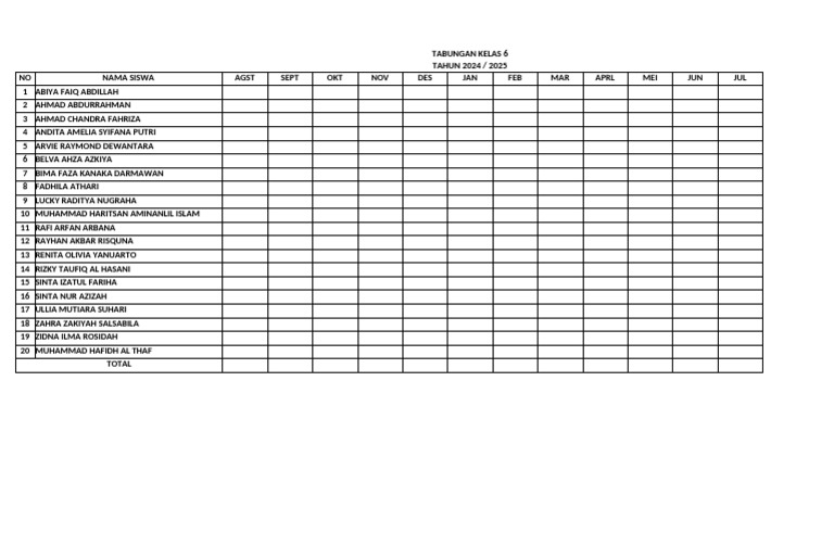 Format Tabel Tabungan Kelas | PDF