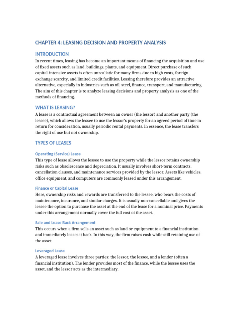 Leasing Decision and Property Analysis | PDF | Lease | Economies