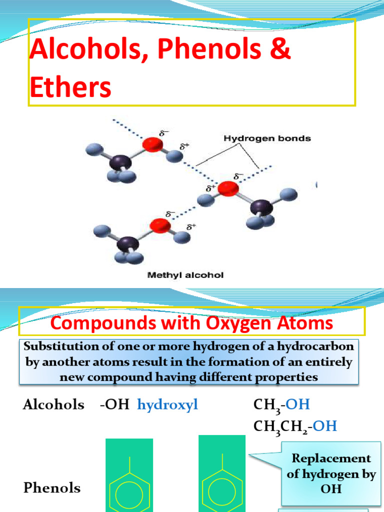 Alcohols Phenols and Ethers FULL FINAL Ppt FIRST PART | PDF | Ether | Aldehyde