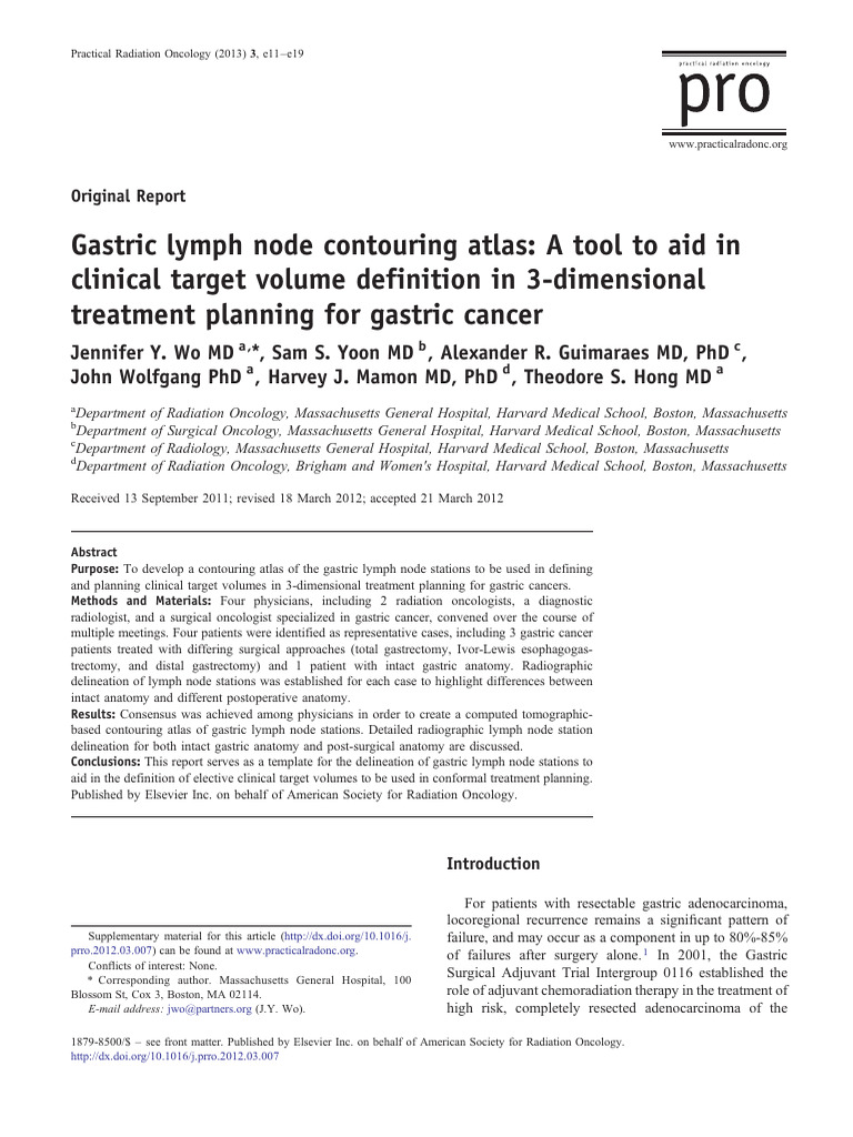 Gastric Lymph Node Contouring Atlas - A Tool To Aid in Clinical Target ...