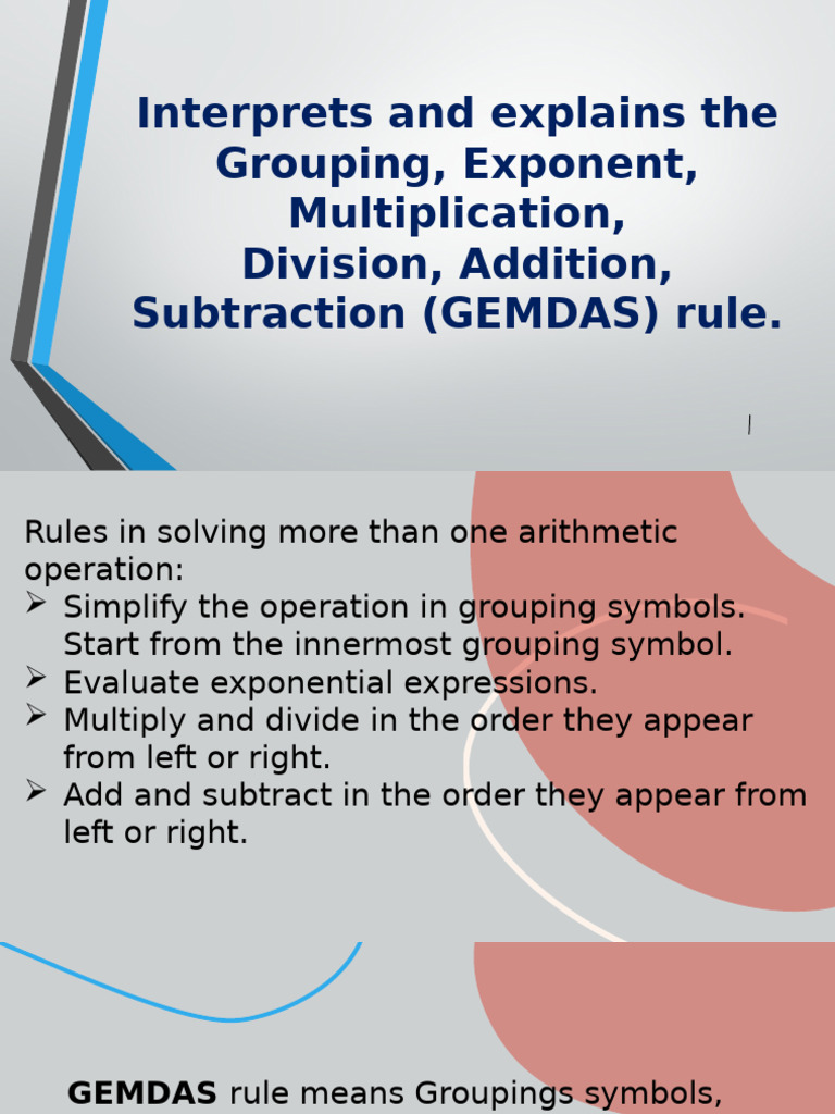 GEMDAS Rule Explained with Examples | PDF