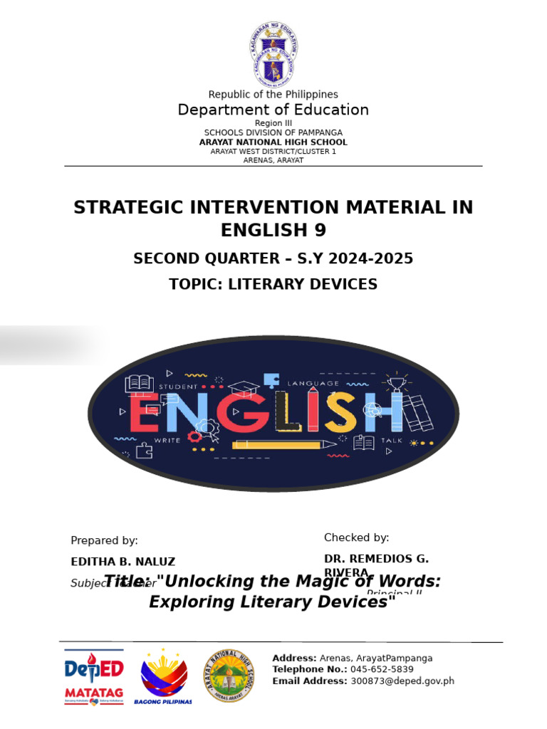 Literary Devices in English 9 Curriculum | PDF | Human Communication ...