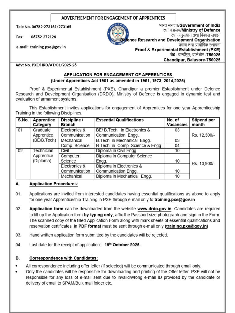 DRDO-PXE-Apprentice-Recruitment-2025-Notification | PDF | Apprenticeship