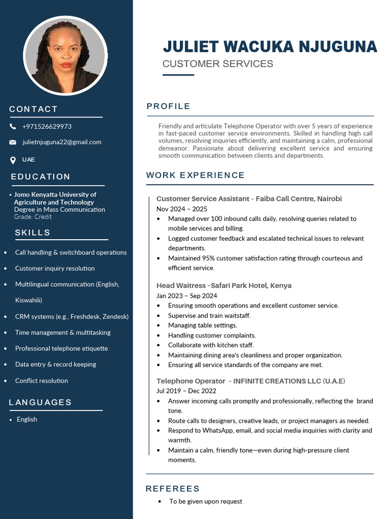 CS CV Juliet Wacuka Njuguna - Compressed | PDF | Communication | Human Communication