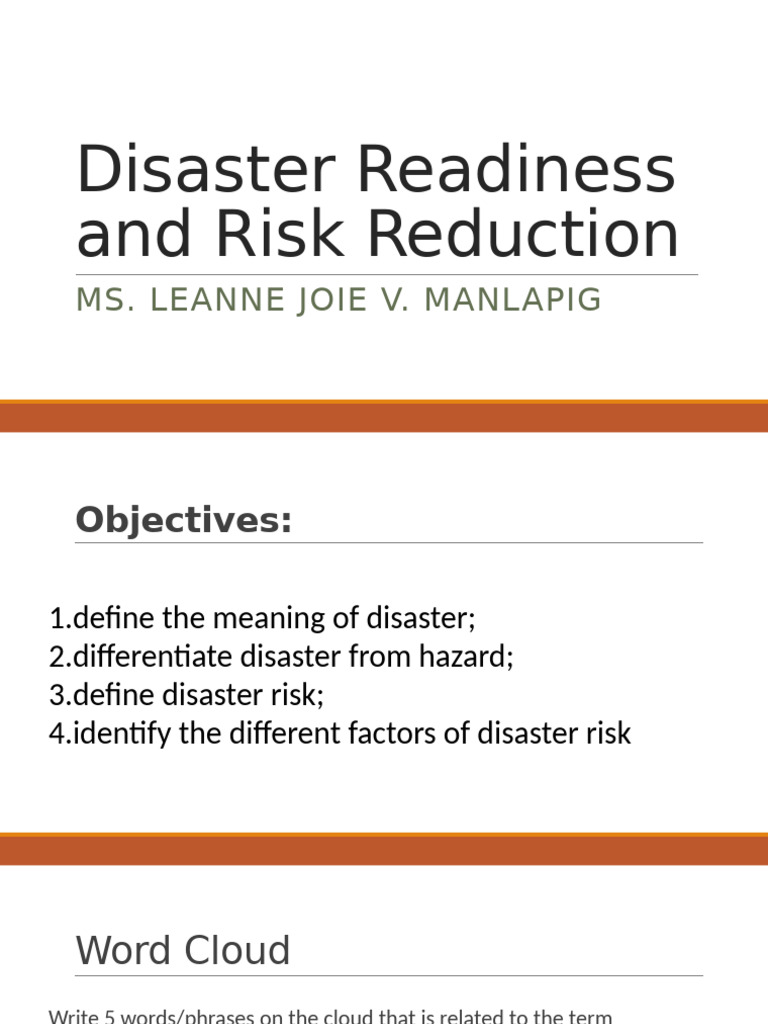 Disaster Readiness and Risk Reduction Week 1 | PDF | Hazards | Natural ...