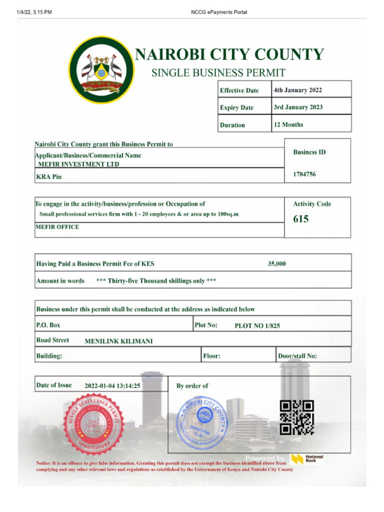 Mefir Business Permit | PDF