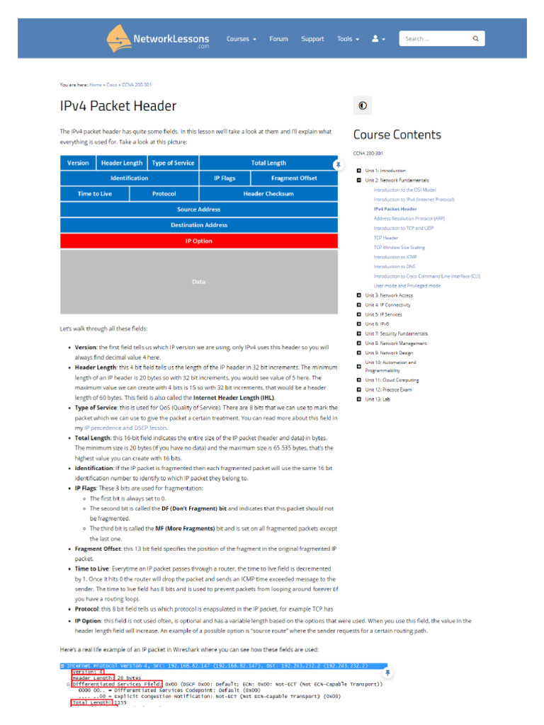 IPv4 Packet Header | PDF