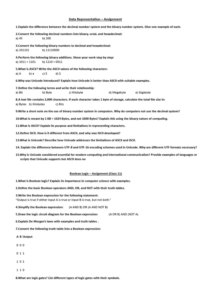 Assignment Class XI B - Raam ks | PDF | Byte | Boolean Algebra