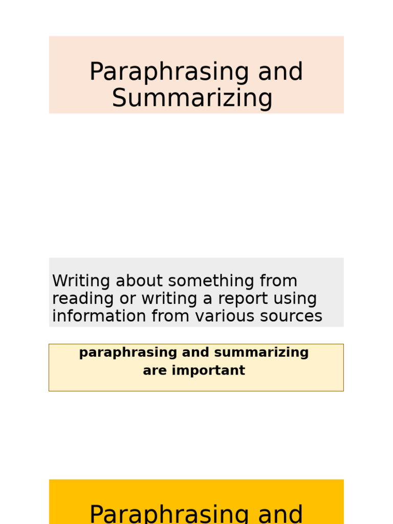 Paraphrasing and Summarizing | PDF