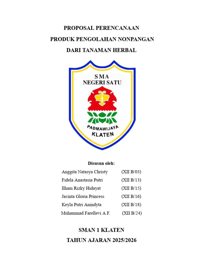 Proposal Perencanaan Produk Pengolahan Nonpangan Dari Tanaman Herbal | PDF