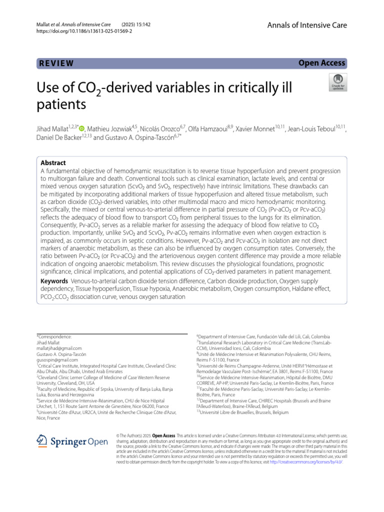 Use of CO2-Derived Variables in Critically Ill Pat | PDF | Carbon ...
