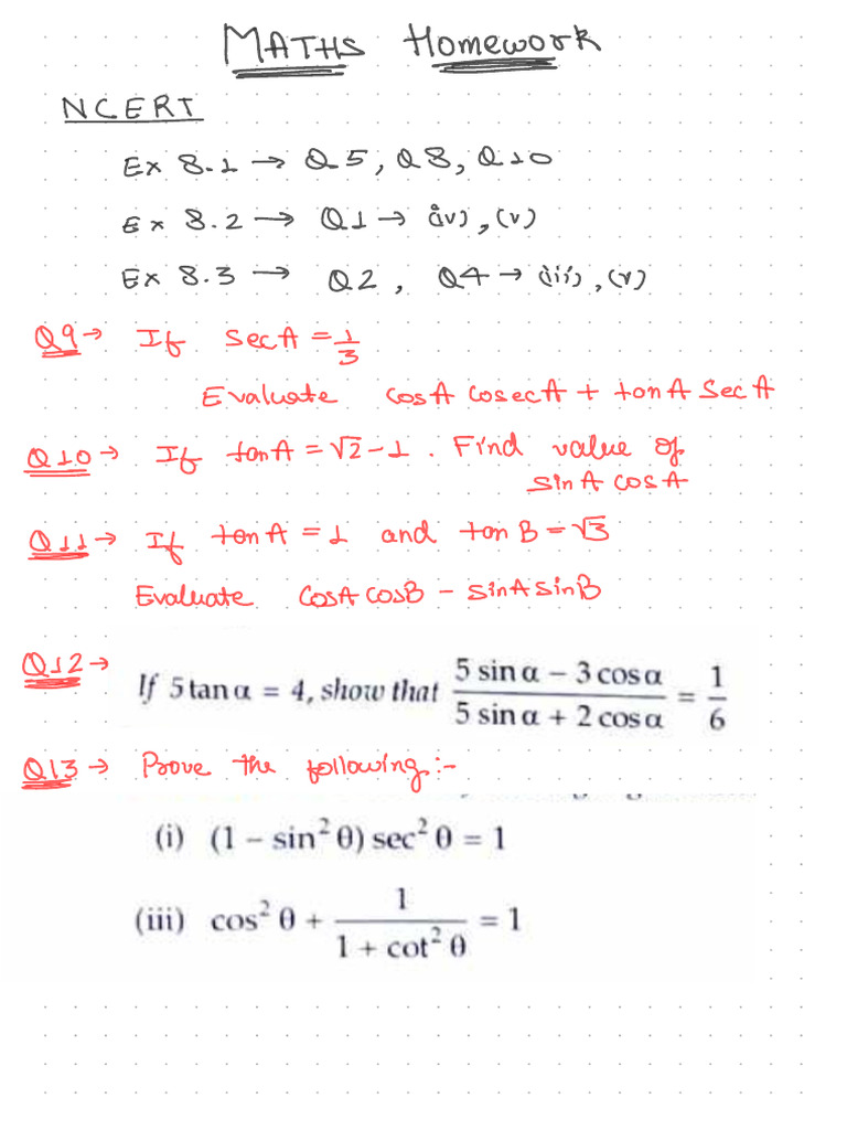 Maths Homework (17!09!25) | PDF