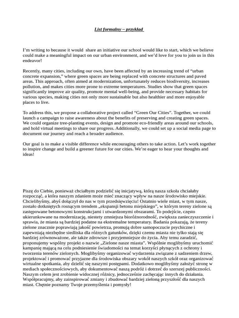 List Formalny | PDF