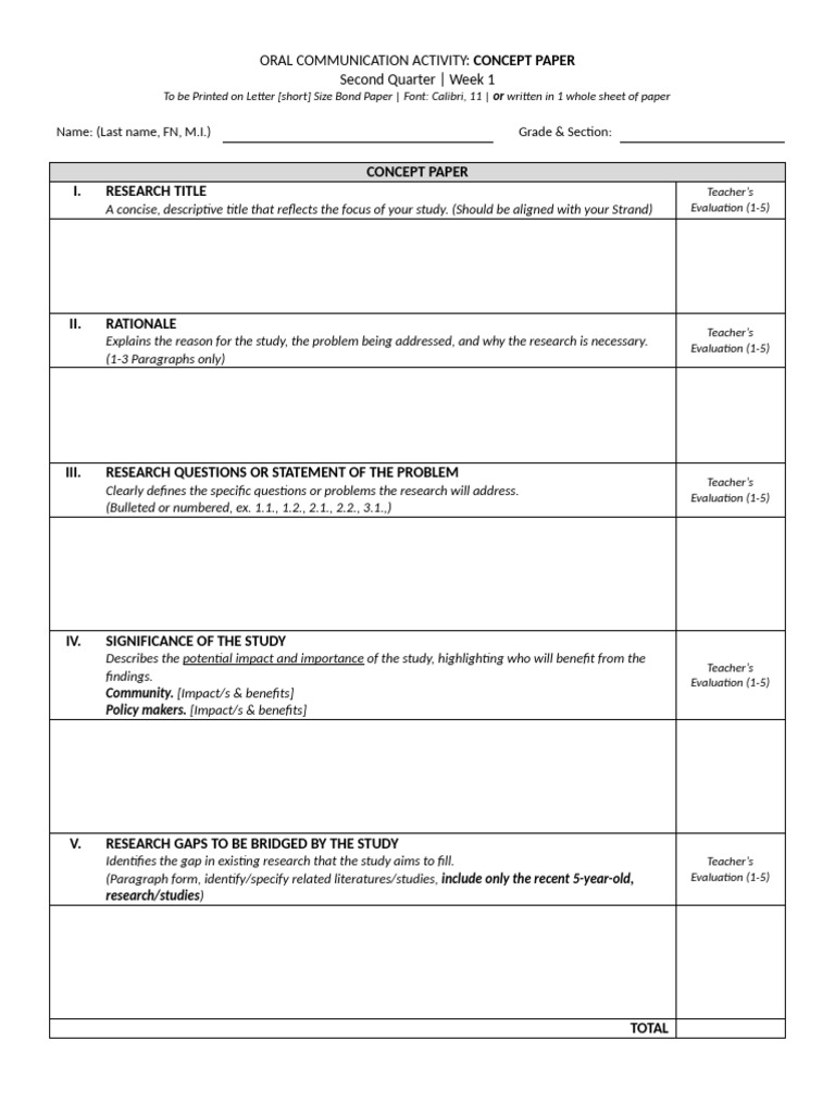 Oral Communication Concept Paper Format - Individual | PDF | Cognition ...