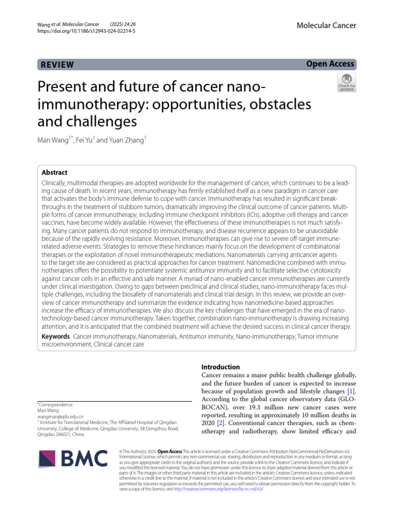 Future of Cancer Nano-Immunotherapy | PDF | Immunotherapy | Antigen