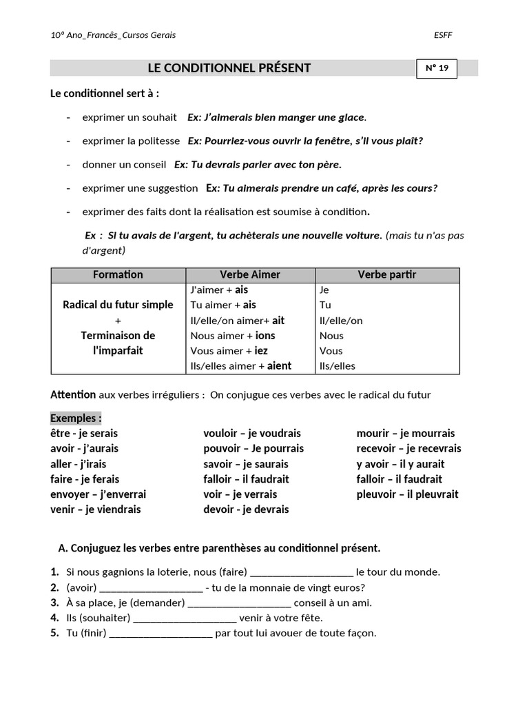 Le Conditionnel Présent en Français | PDF | Verbe