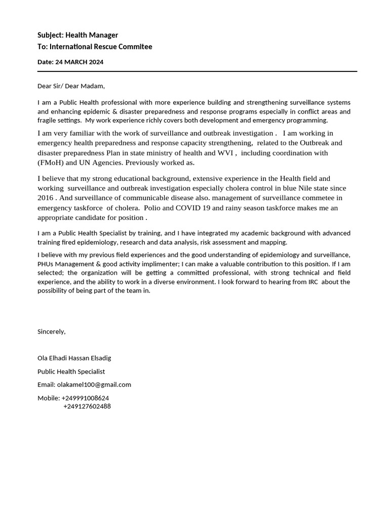 Cover Letter - OLA | PDF