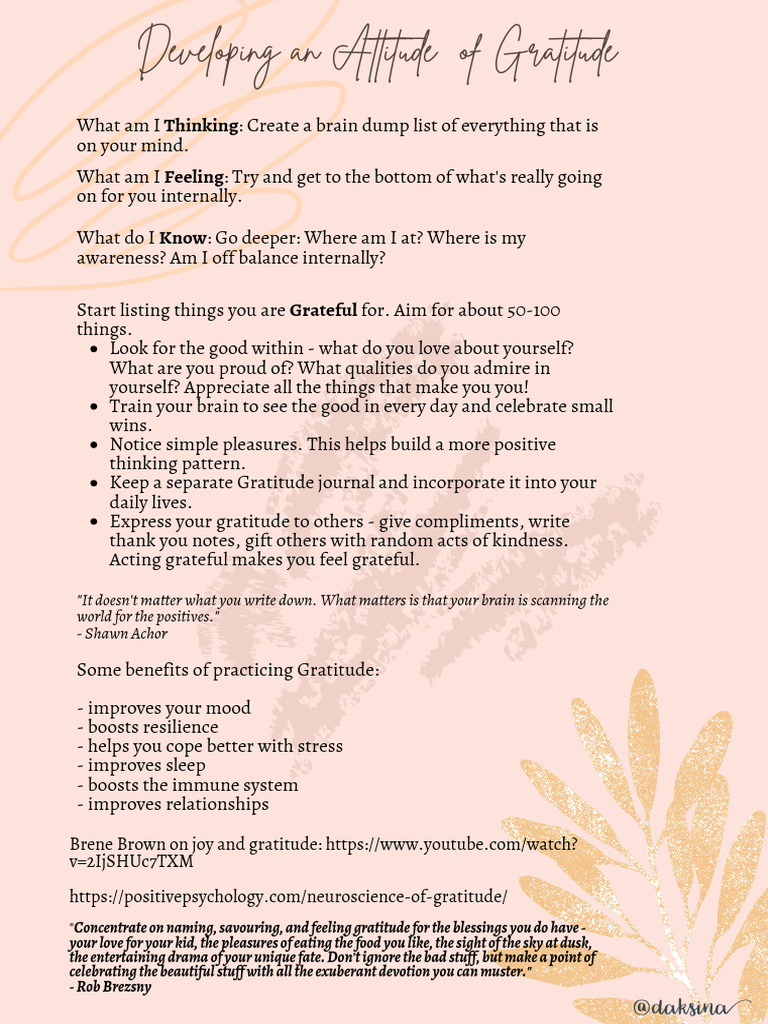 Developing A Gratitude Attitude | PDF