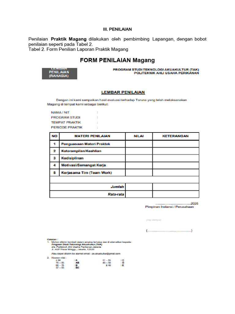 Form Penilaian | PDF