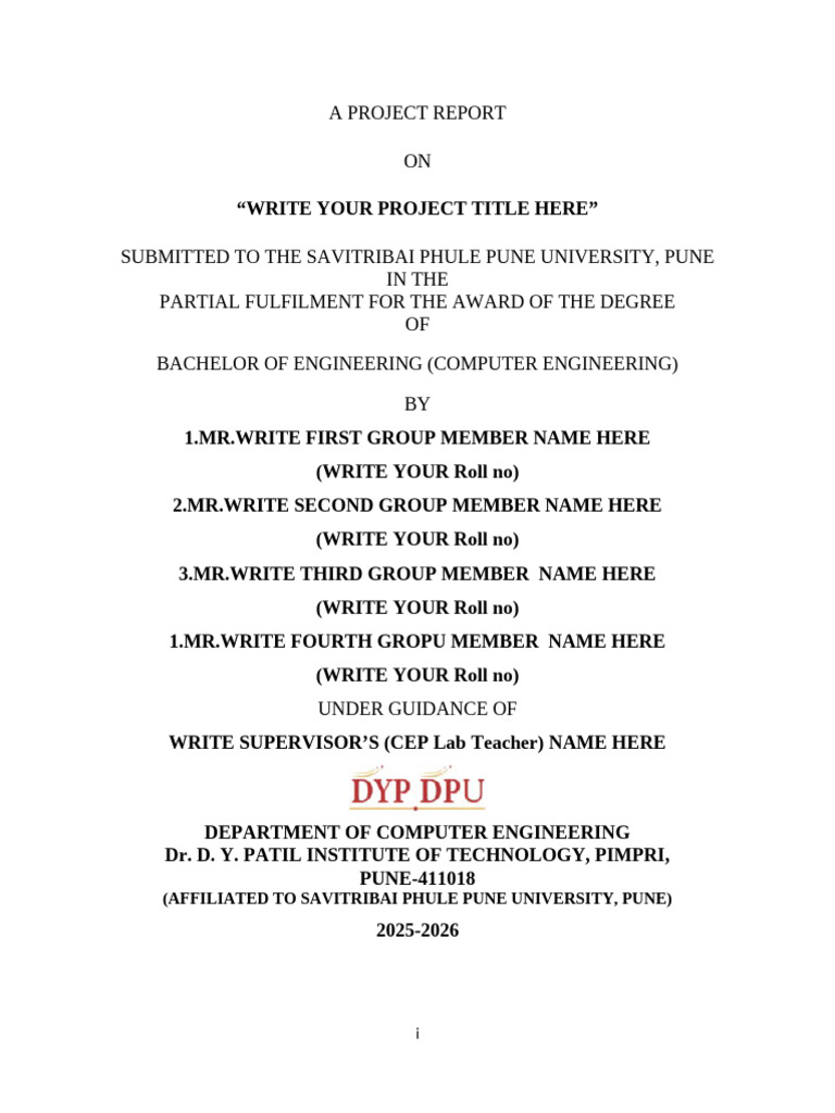 CEP Project Report Format | PDF