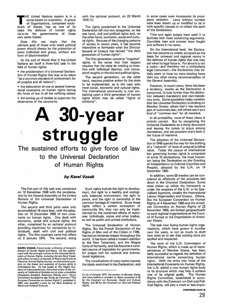 Karel Vasak's Paper | PDF
