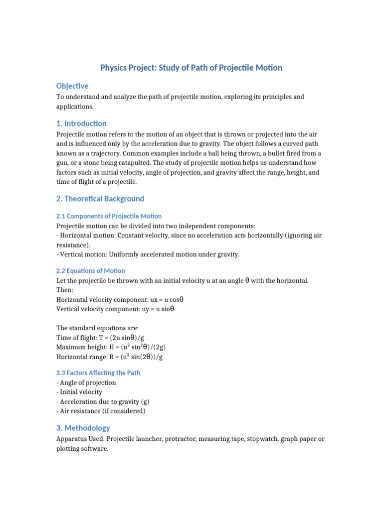 Physics Project Projectile Motion | PDF | Projectiles | Mechanics