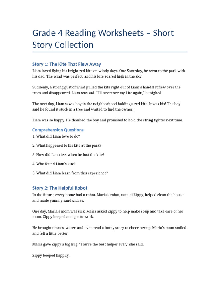 Grade 4 Short Story Collection | PDF