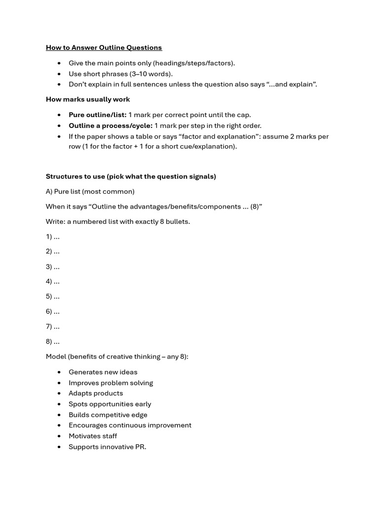 How To Answer Outline Questions | PDF | Learning | Psychological Concepts
