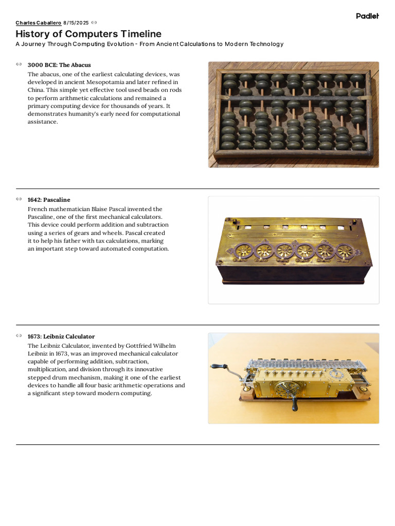 History of Computers Timeline Overview | PDF | Personal Computers ...