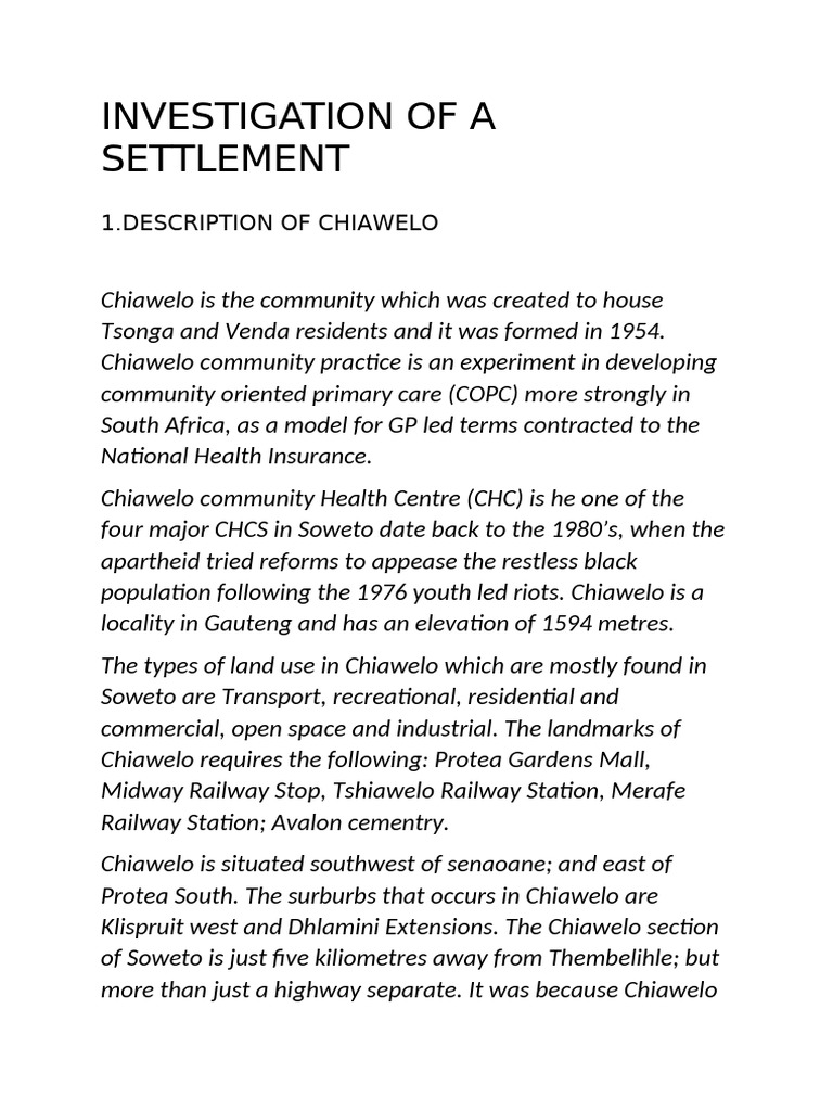 Chiawelo Community Overview and Growth | PDF | Social Conflict