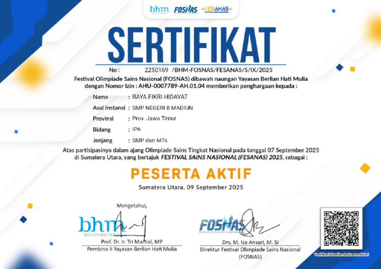 Cert - Ipa - Fesanas 2025 | PDF