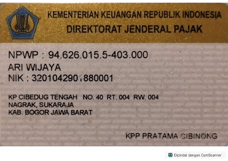 NPWP an.ari Wijaya | PDF