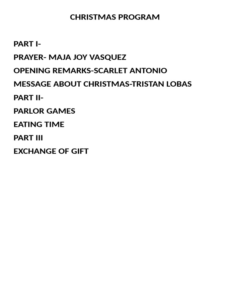 Christmas Program | PDF