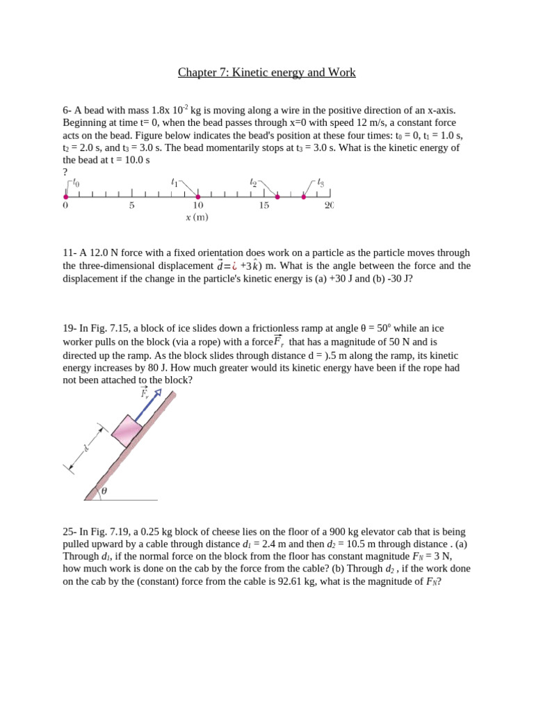 Chapter 7 - Kinetic Energy and Work - Problems | PDF | Force | Kinetic ...