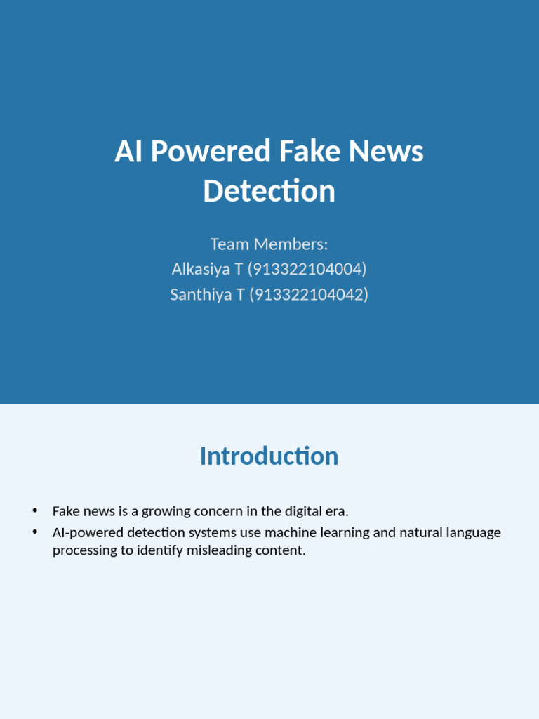 AI Fake News Detection | PDF