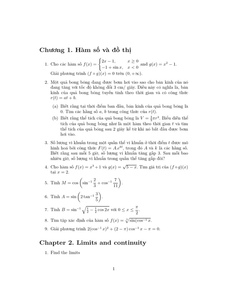 Toan1 Exercise | PDF
