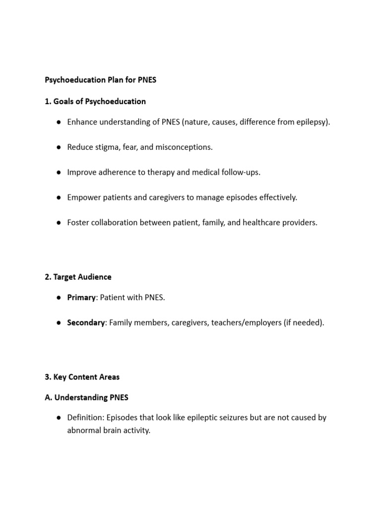 PNES Psychoeducation Plan Guide | PDF | Epilepsy | Disability
