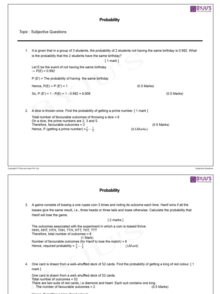 Probability Session 2 - SUB | PDF | Probability