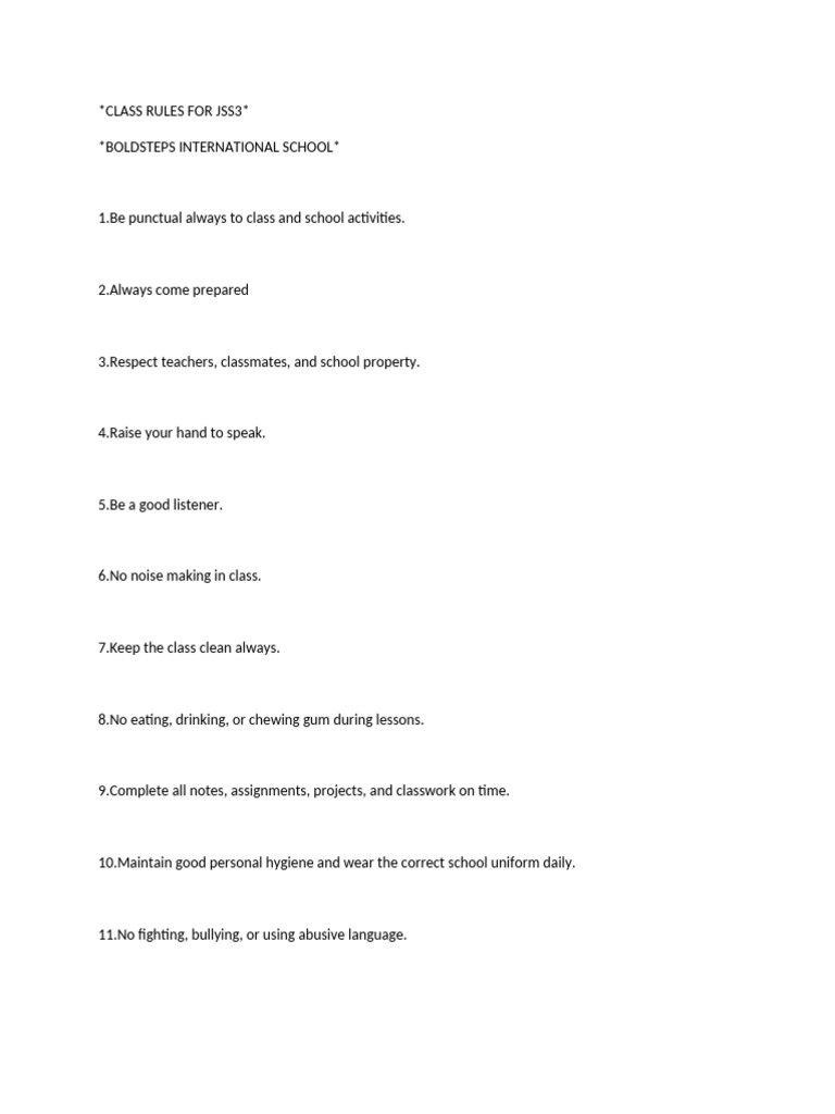 Class Rules | PDF