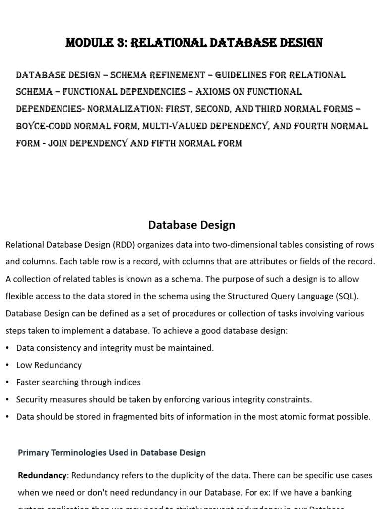 FALLSEM2025-26 VL BCSE302L 00100 TH 2025-09-23 Module-3 | PDF | Databases | Relational Database