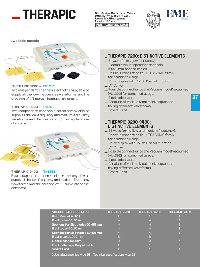 Therapic Electrotherapy Models Overview | PDF | Electronics