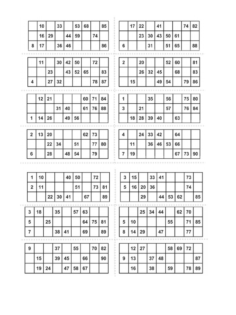 Housie Sheet | PDF