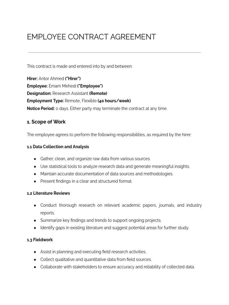 Remote Research Assistant Contract | PDF | Employment | Business