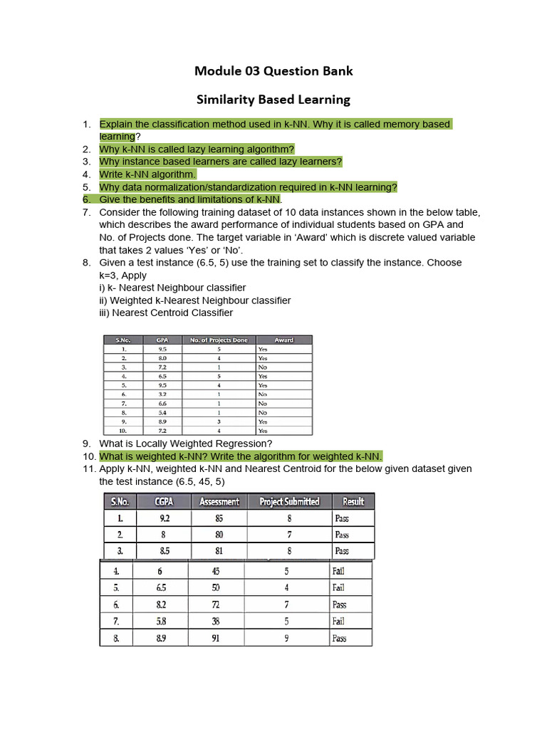 Module 03 Question Bank | PDF | Regression Analysis | Linear Regression