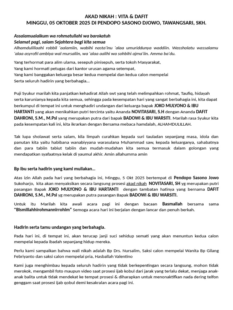 MC Akad Nikah 5 Okt 25 | PDF