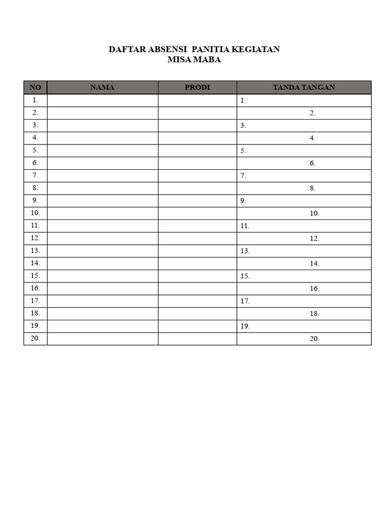 Daftar Absensi Kegiatan. | PDF